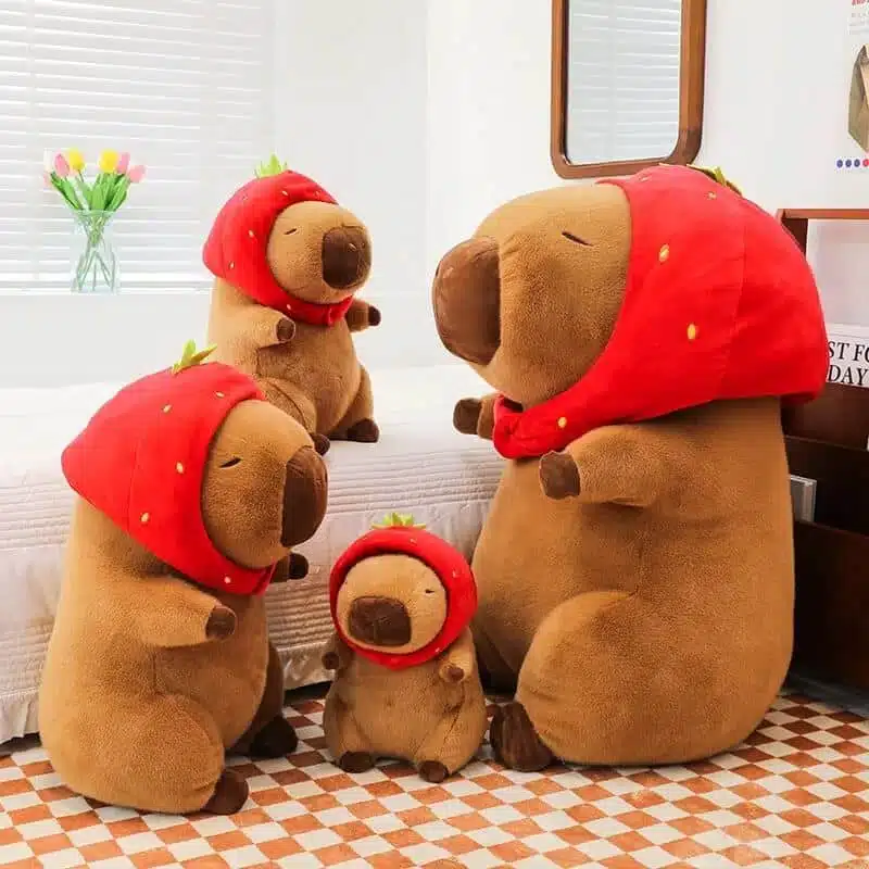 Strawberry Capybara Plush Ultra-Soft & Cuddly | Free Stickers