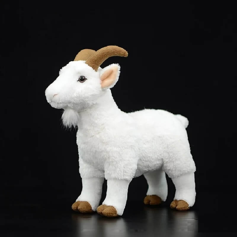 White Goat Plush (26cm) | Realistic Stuffed Toy for Cuddles