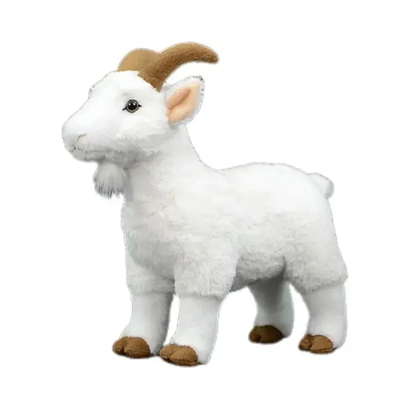 White Goat Plush (26cm) | Realistic Stuffed Toy for Cuddles