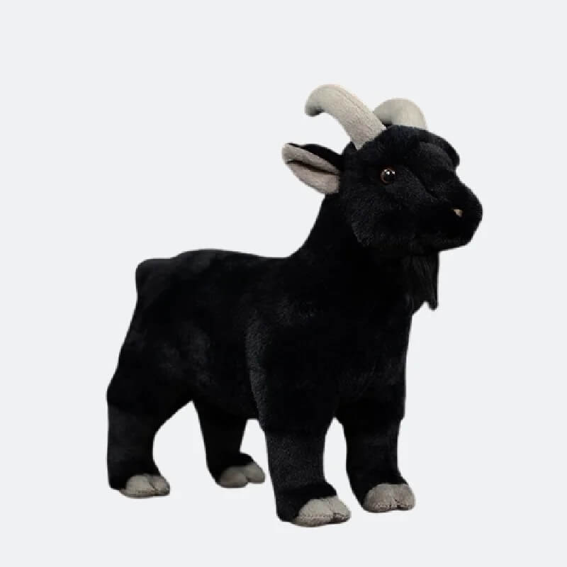 Black Goat Stuffed Animal (26cm) | Realistic Plush Toy for Cuddles