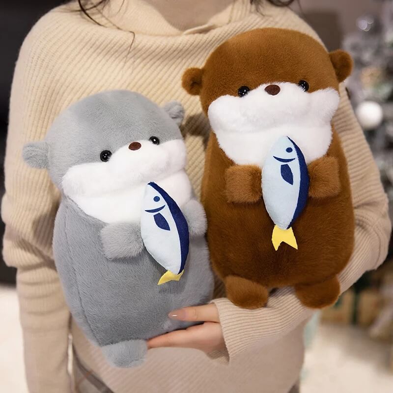 Otter Holding Fish Plush Toy – Soft Stuffed Animal 30/40cm | Alwaysplushie